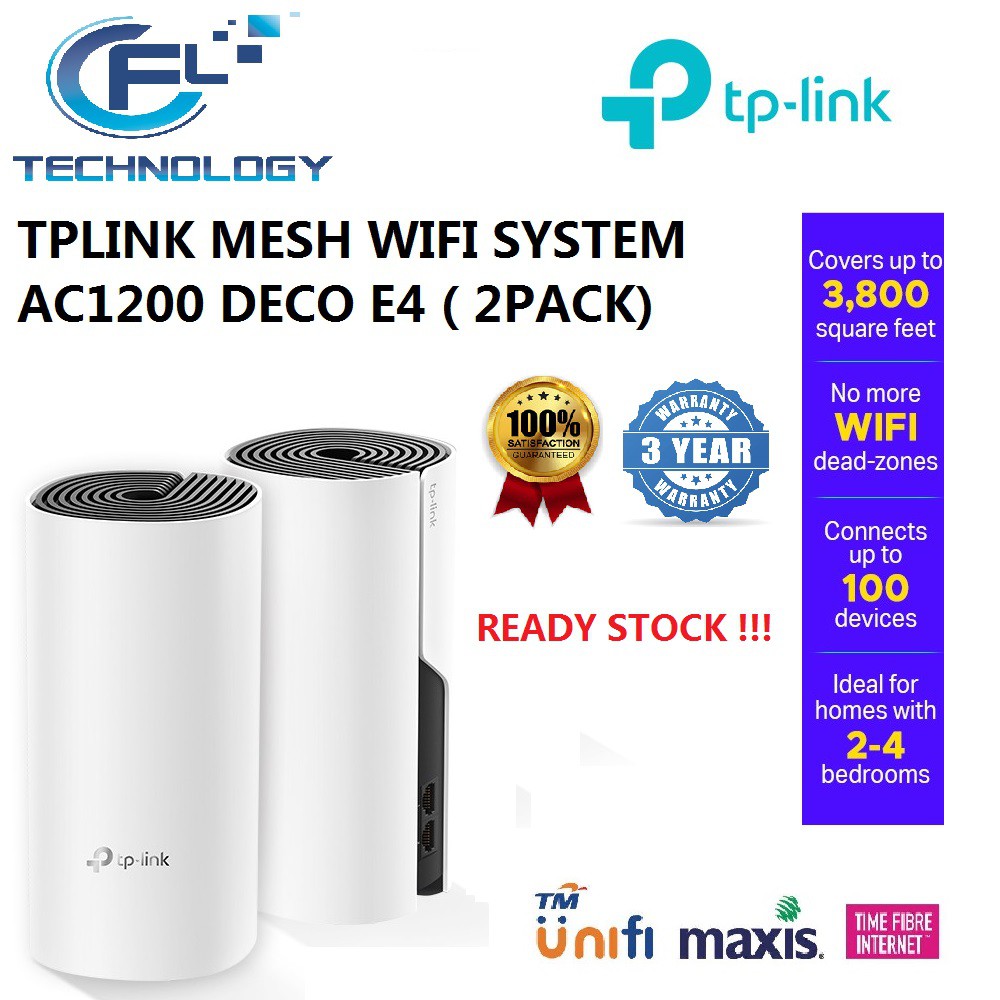 TP-Link Deco E4 (2-Pack) - AC1200 Mesh WiFi Router Whole Home Wi-Fi ...