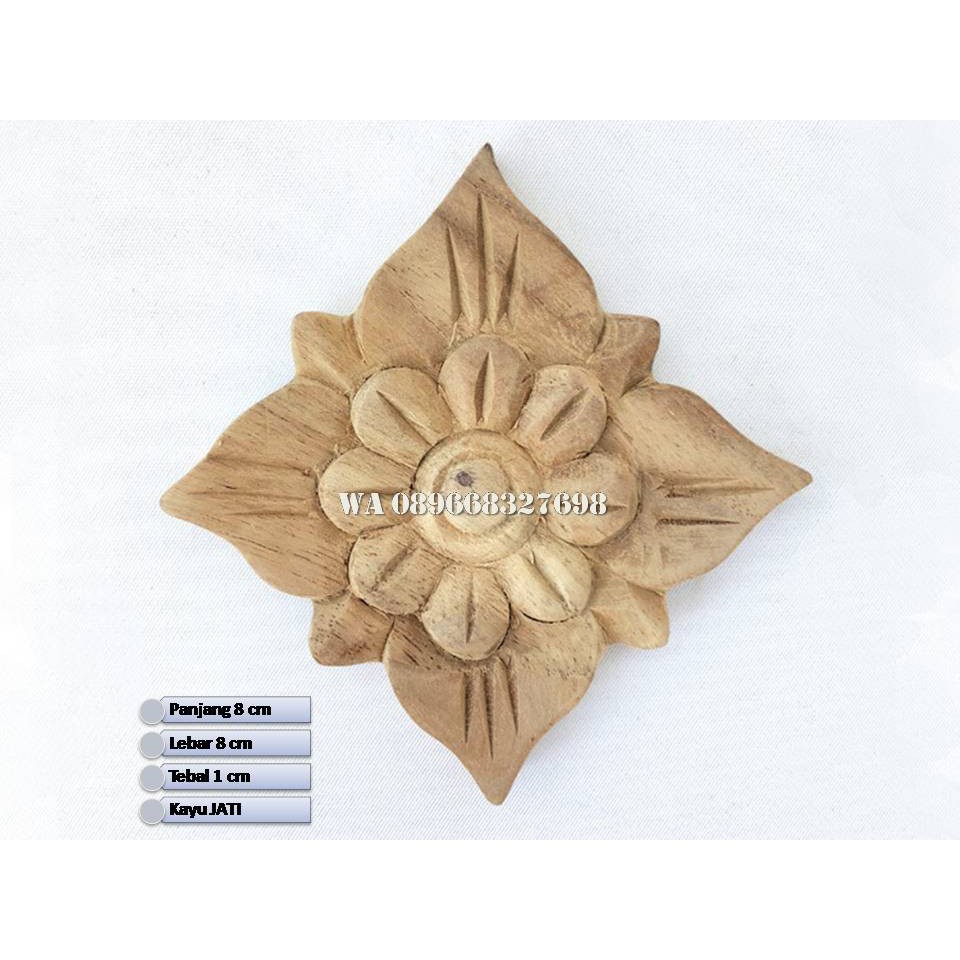 KAYU Carved Ornaments Stick-on Teak Wood with Typical Jepara Flower ...