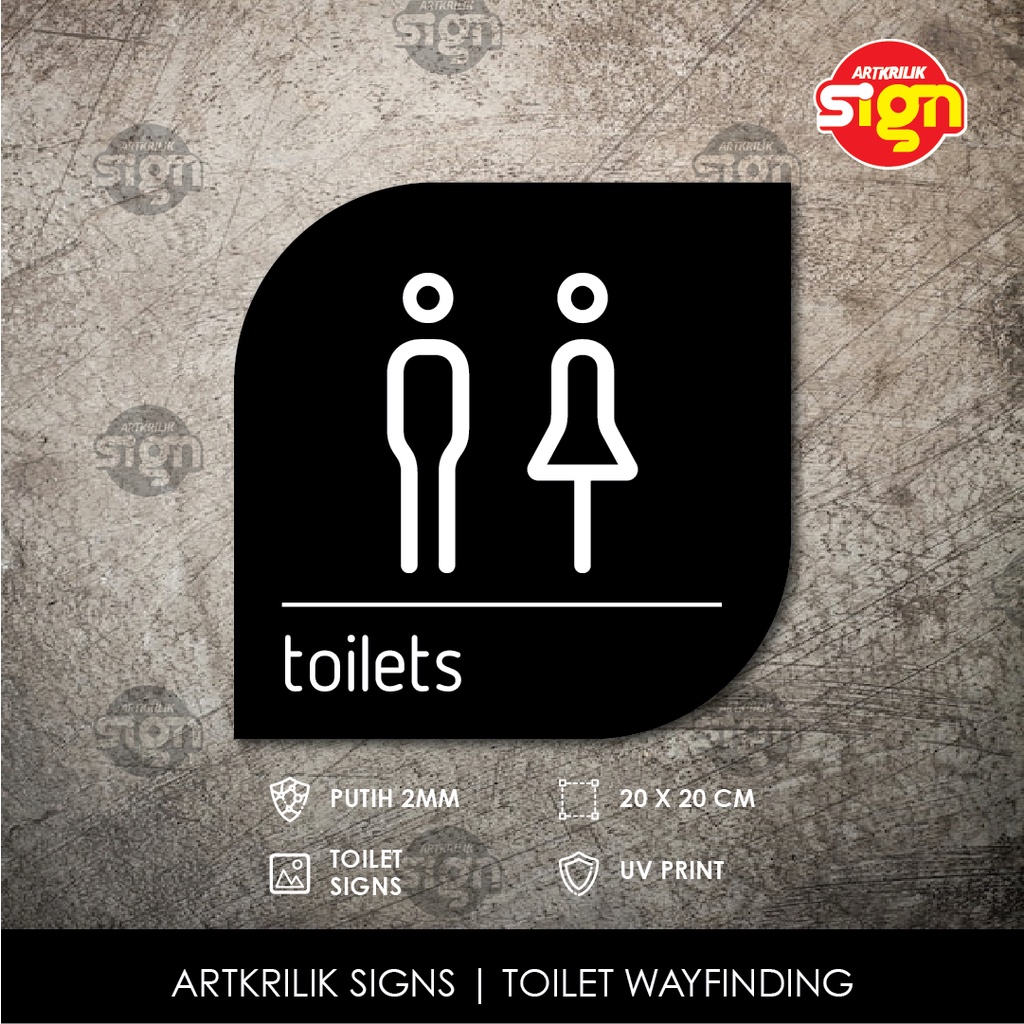 HITAM Acrylic Sign Board Acrylic Rounded Sign Board - Toilet - Black ...