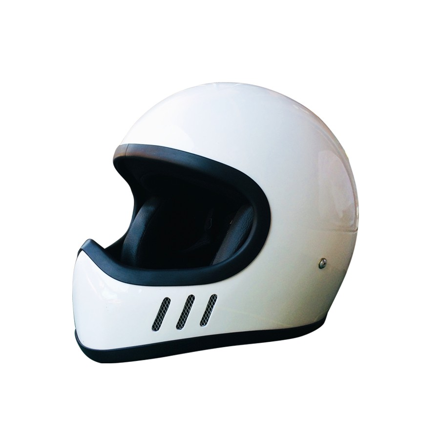 Glossy White Rover Helmet, Costum Helmet, Cakil Helmet, Classic Helmet ...
