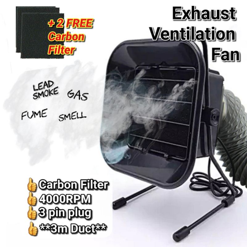 Exhaust fan Ventilation fan 50W, 4000RPM Extractor for Smoke, Dust ...