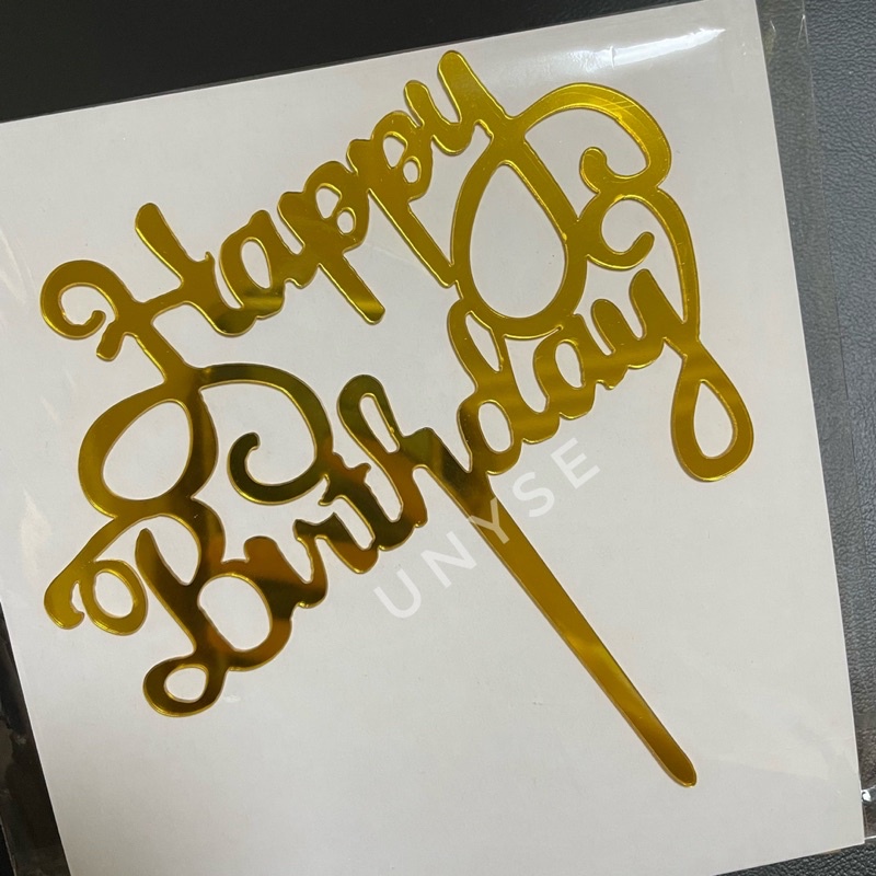 [ Gold ] SG Seller Acrylic Curve Happy Birthday Cake Toppers Banner ...