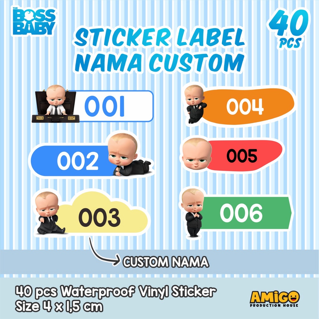 Boss Baby Children's Name Label Stickers Stationery ATK Cute school ...