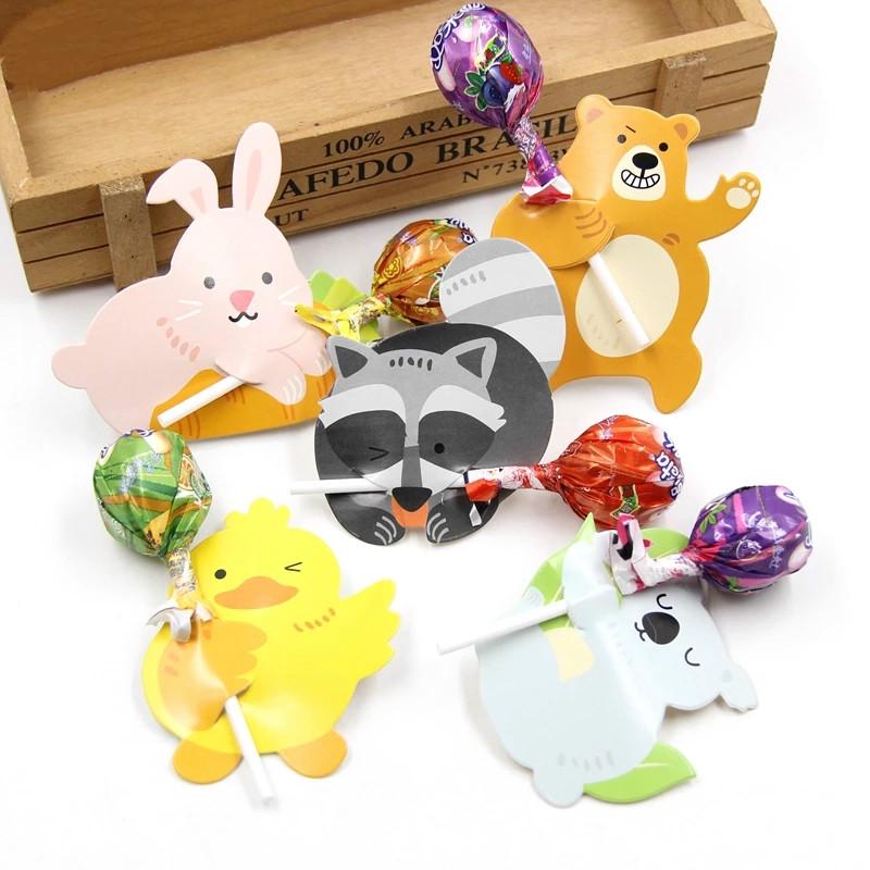 50pcs/set Cute Animal Shape Candy Lollipop Decoration Holder Stick ...