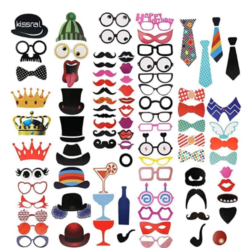 89 Pieces Photo Booth Props, Funny Selfie Props with Sticks Costume ...