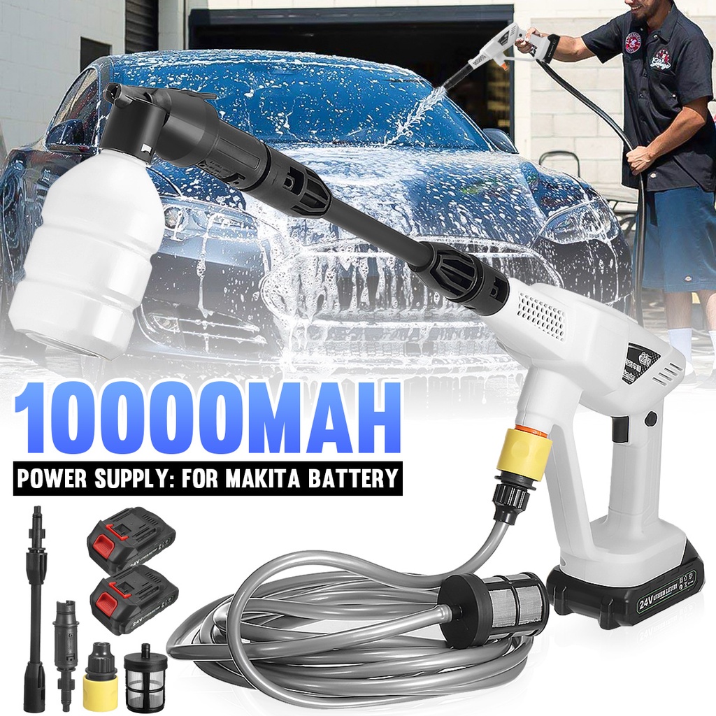 70Bar 10000mAh Wireless High Pressure Car Washer Spray Water Gun Foam Generator Nozzle Cleaning ...