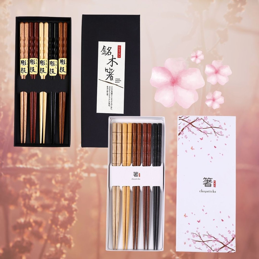 [SG Ready Stock] Japanese Style Chopsticks Set 5 Pieces 和风筷子 | Natural ...