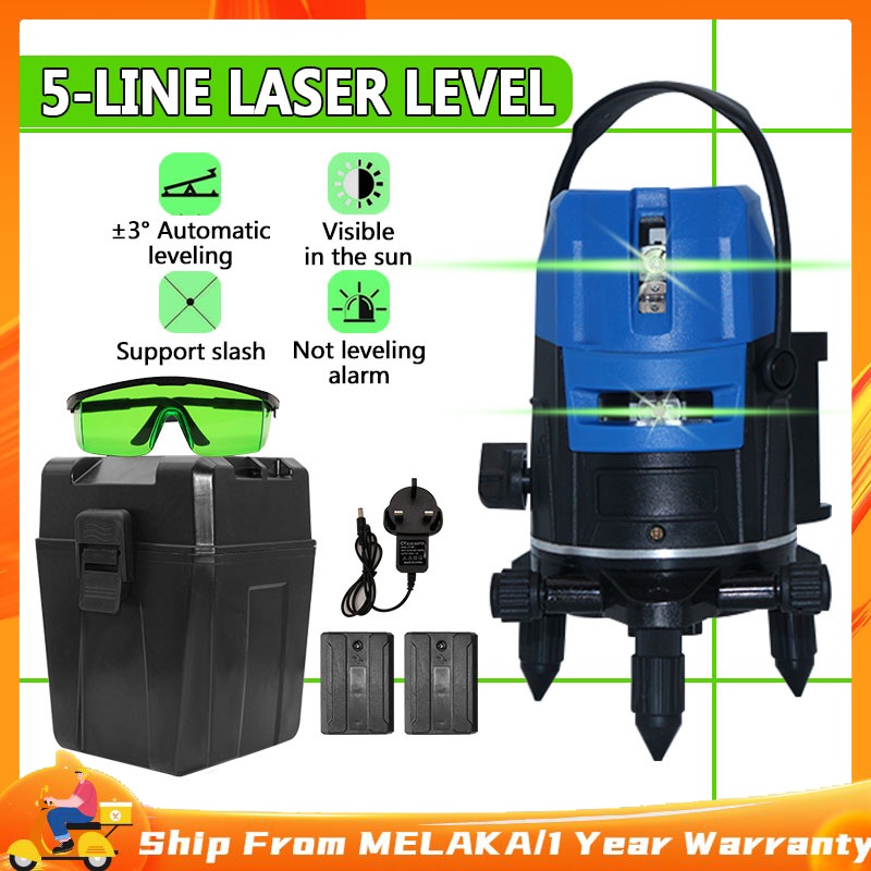 5-Line Laser Level 360 Rotary Indoor Outdoor Self-Leveling Green Making ...