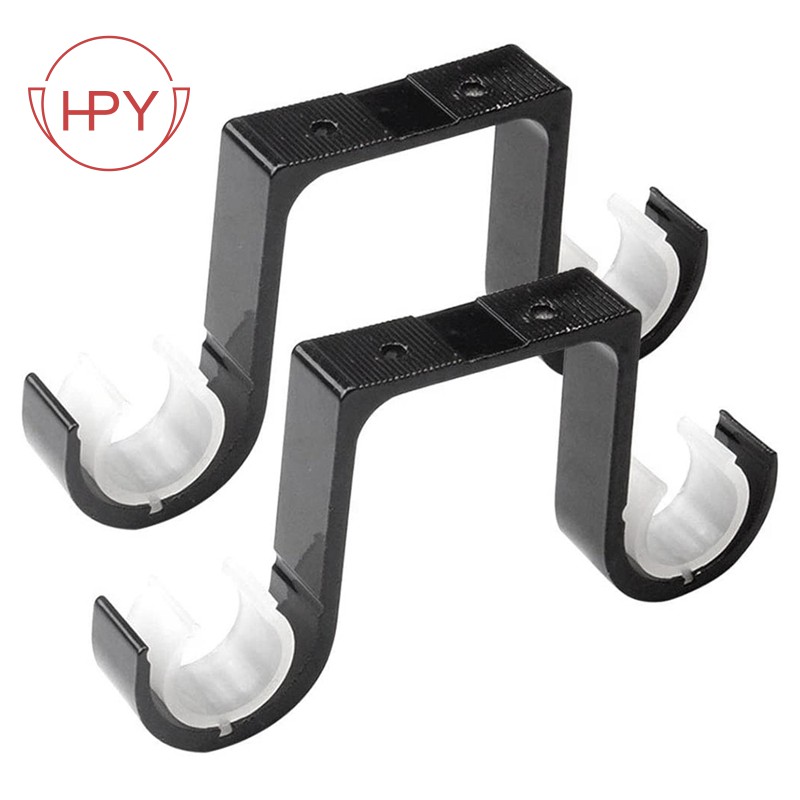 2Pcs Double Curtain Rod Ceiling Mount Supports Aluminum Alloy Black ...