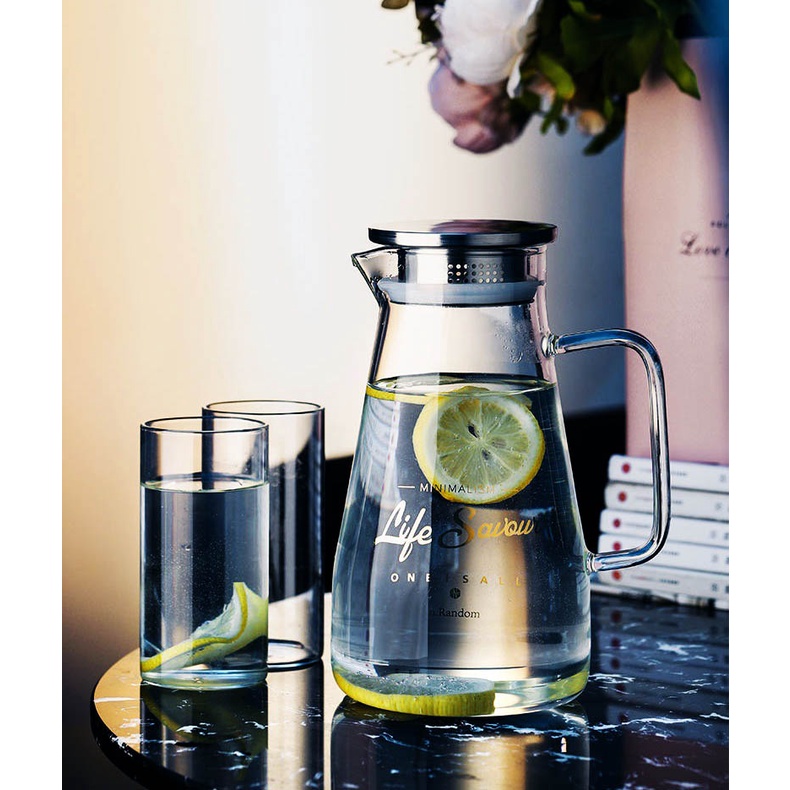 Household Water Jug Jar Kettle Flask Glass Heat Resistant Large ...