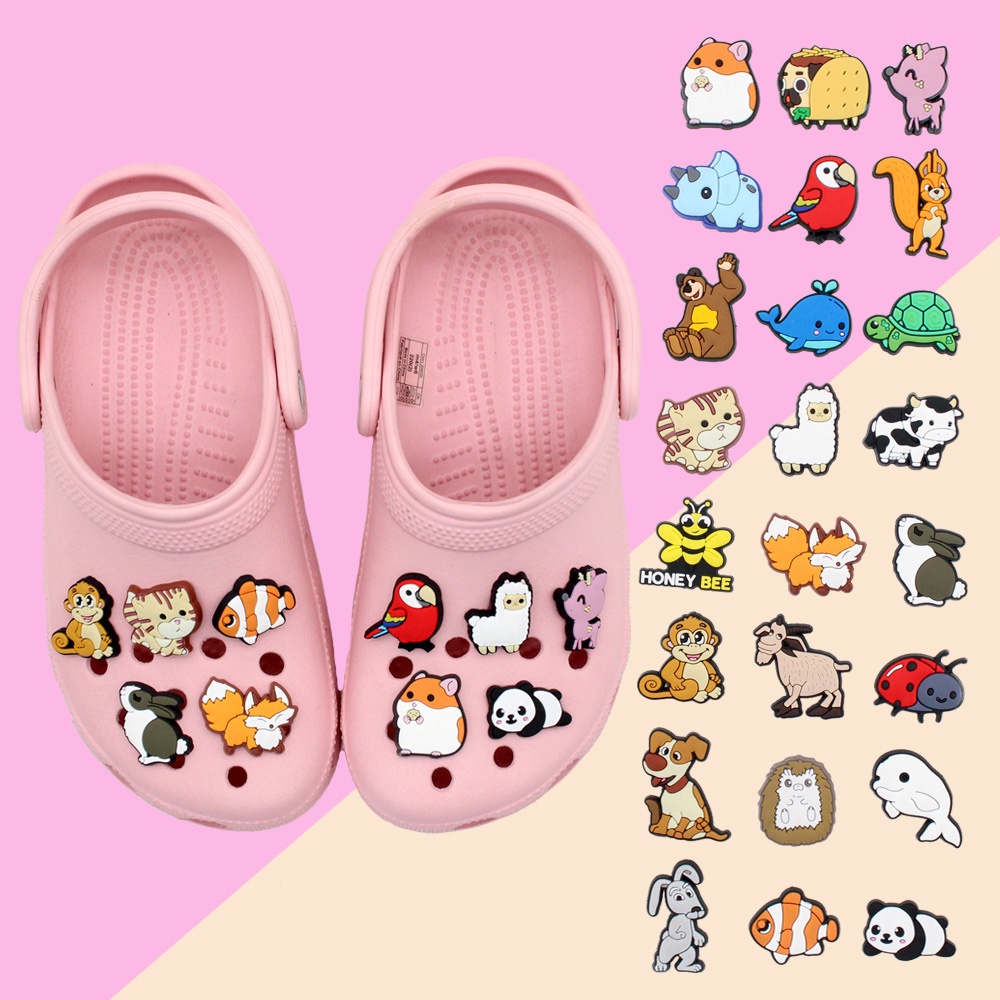 Crocs Pin Jibbitz Cartoon animal panda hamster rabbit 1pcs cute shoe ...