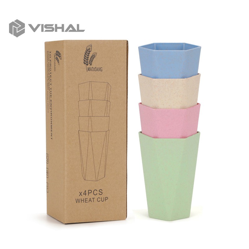 Vishal Moslem Plastic Cups Colorful Cups Set Of 4Pcs Wheat Water ...