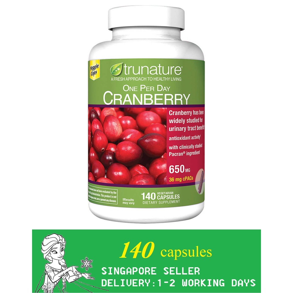 trunature Pacran Cranberry 650 mg., 140 Vegetarian Capsules(Exp:01/2027 ...