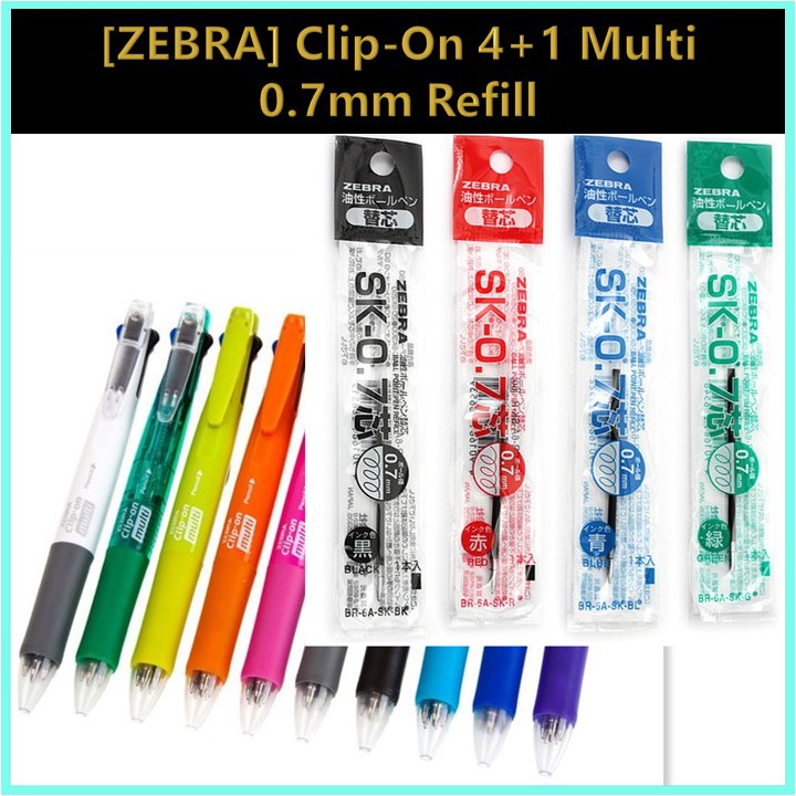 Zebra Clip-On 4 Color 0.7 mm Ballpoint Multi Pen Refill | Shopee Singapore