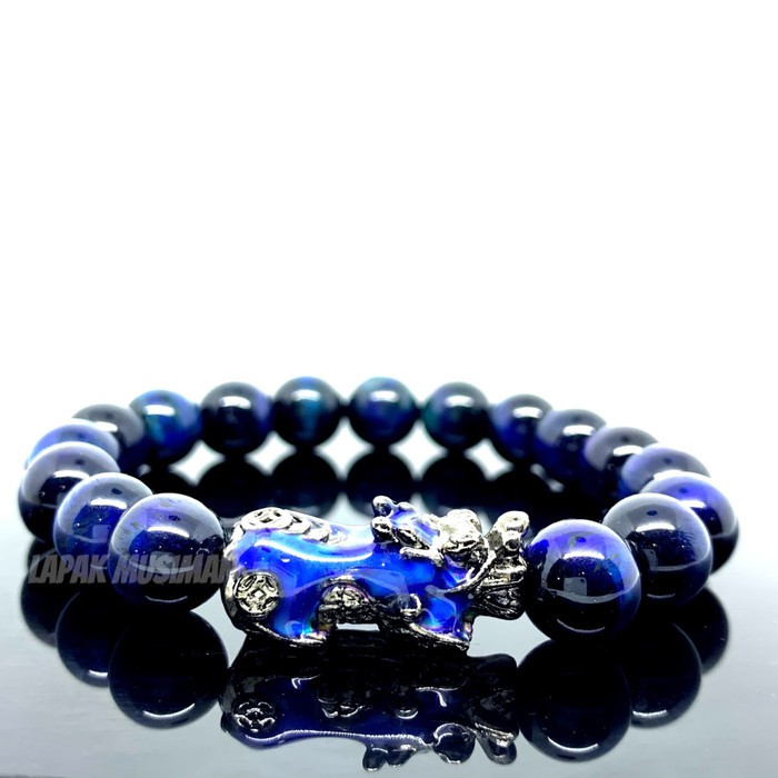 Blue Tiger Eye Pixiu Thermo Stone Bracelet for Men and Women Can Change ...