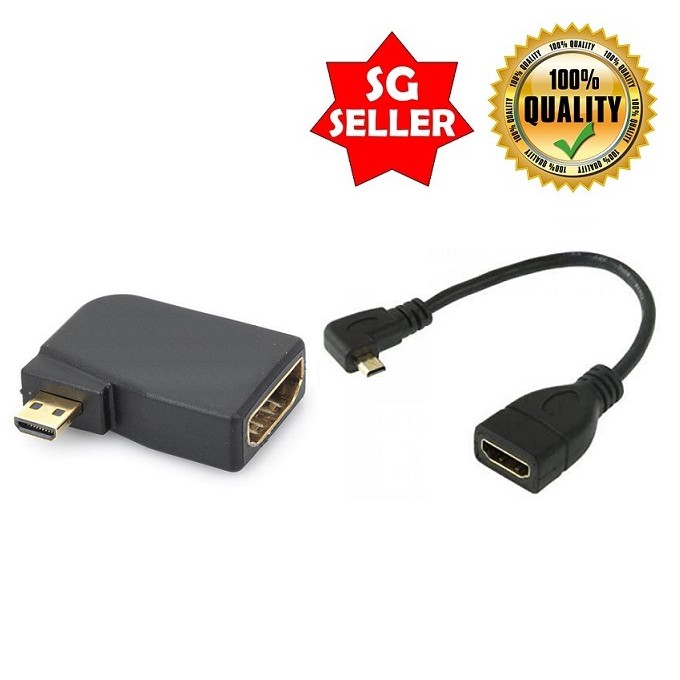 Micro HDMI L Shape Adapter Converter 90 Degree Type D for Surface Gopro ...