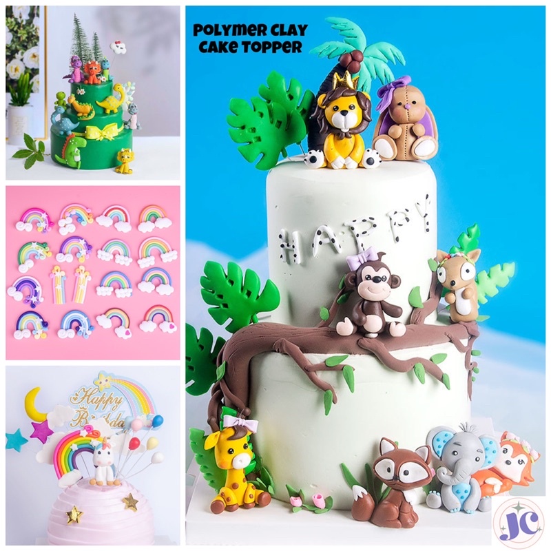 Polymer Clay Cake Topper Rainbow Topper Safari Topper Unicorn Topper ...