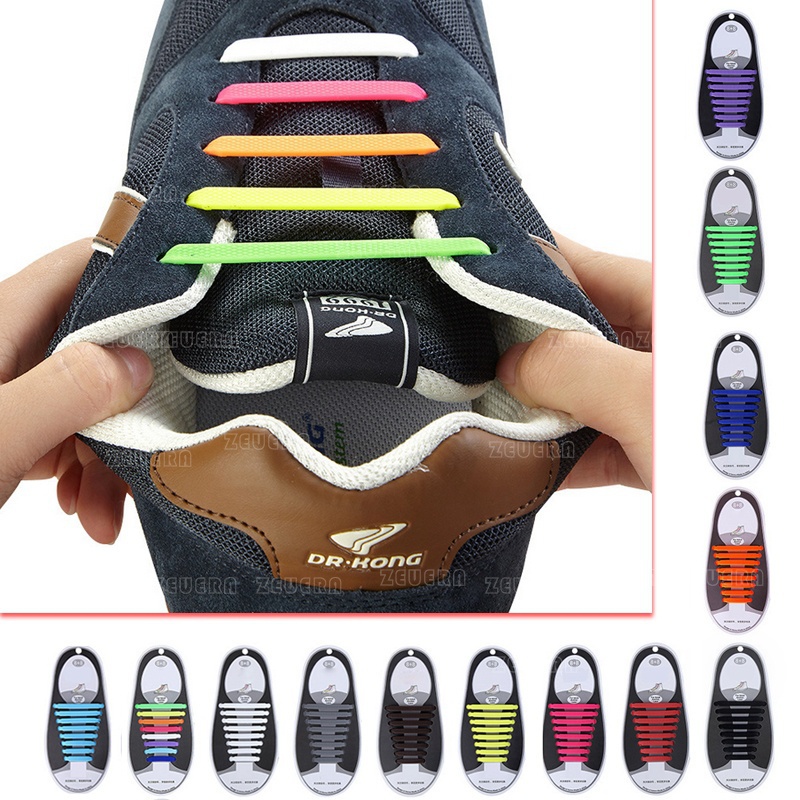 16pcs/lot Elastic Silicone Shoelaces for Shoes Special Shoelace No Tie ...