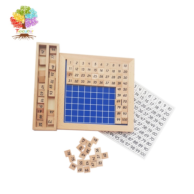 Treeyear Montessori Wooden Toys Counting Blocks Puzzles Math Hundred ...