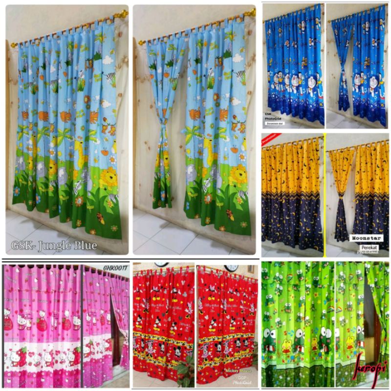Window Character Curtains/ DORAEMON Character Window Curtains HELLO ...