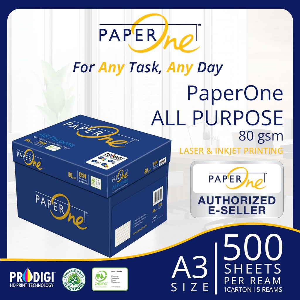 PaperOne All Purpose A3 80gsm (5 Reams / 1 Carton) | Shopee Singapore