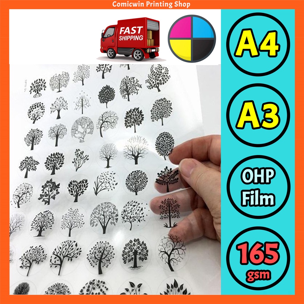 [INSTANT] Transparent Film A4 / A3 Printing (100micron, Single Sided ...