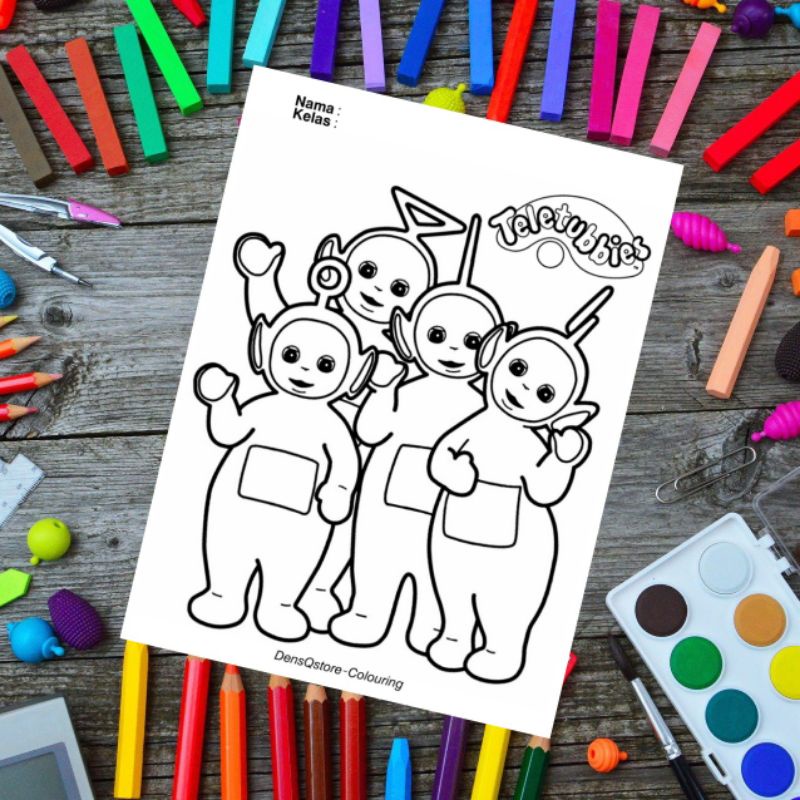 Teletubbies Theme Kids Coloring Paper - Brief Card Paper | Shopee Singapore