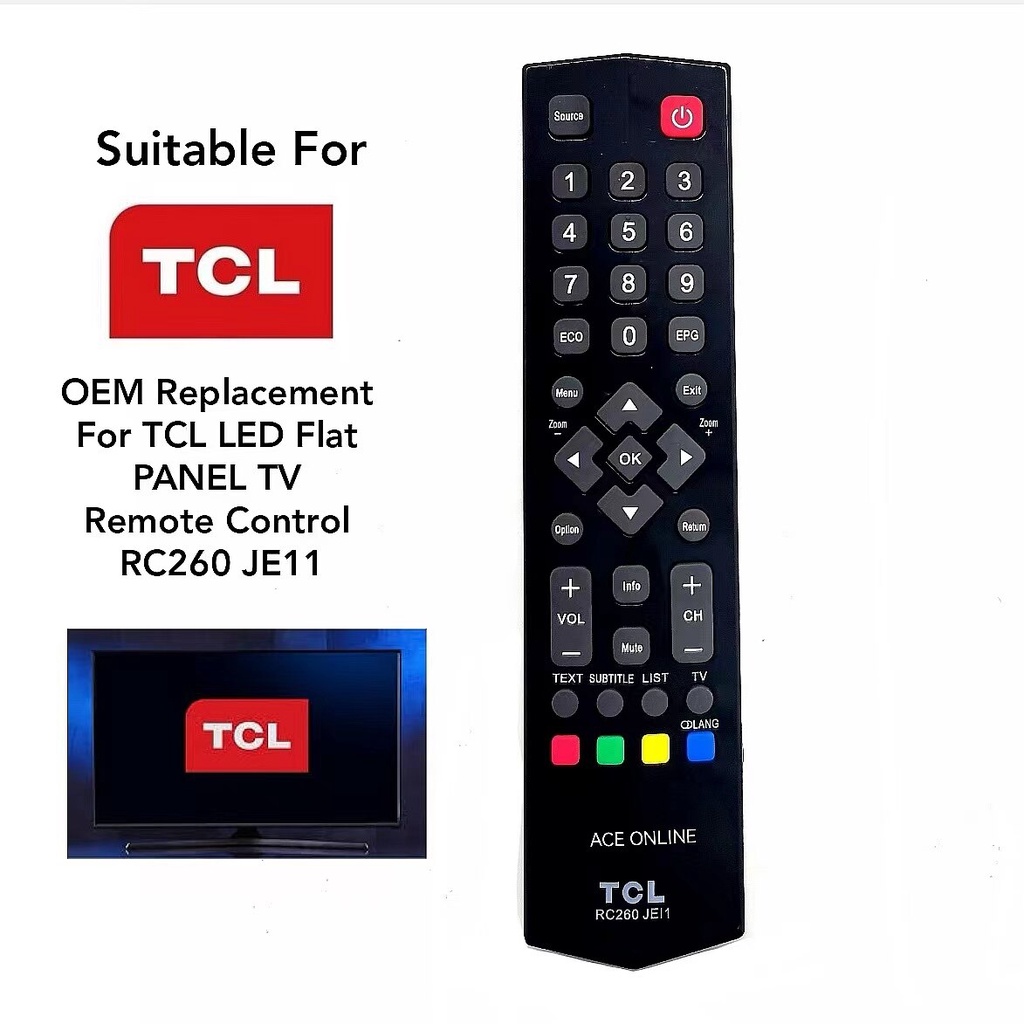 Replacement For TCL LED Flat PANEL TV Remote Control RC260 JE11 ...