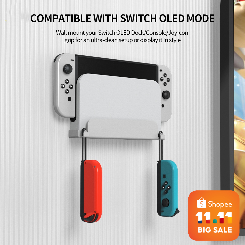 Nintendo Switch / OLED Wall Bracket Host Handle Storage Wall Mount with ...