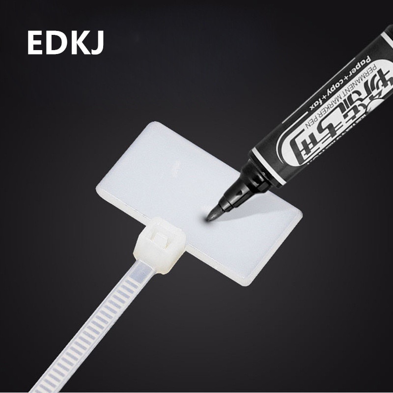 100pcs Nylon Cable Tie Tag Label Plastic Loop Tie Marker Cable Tag Self ...