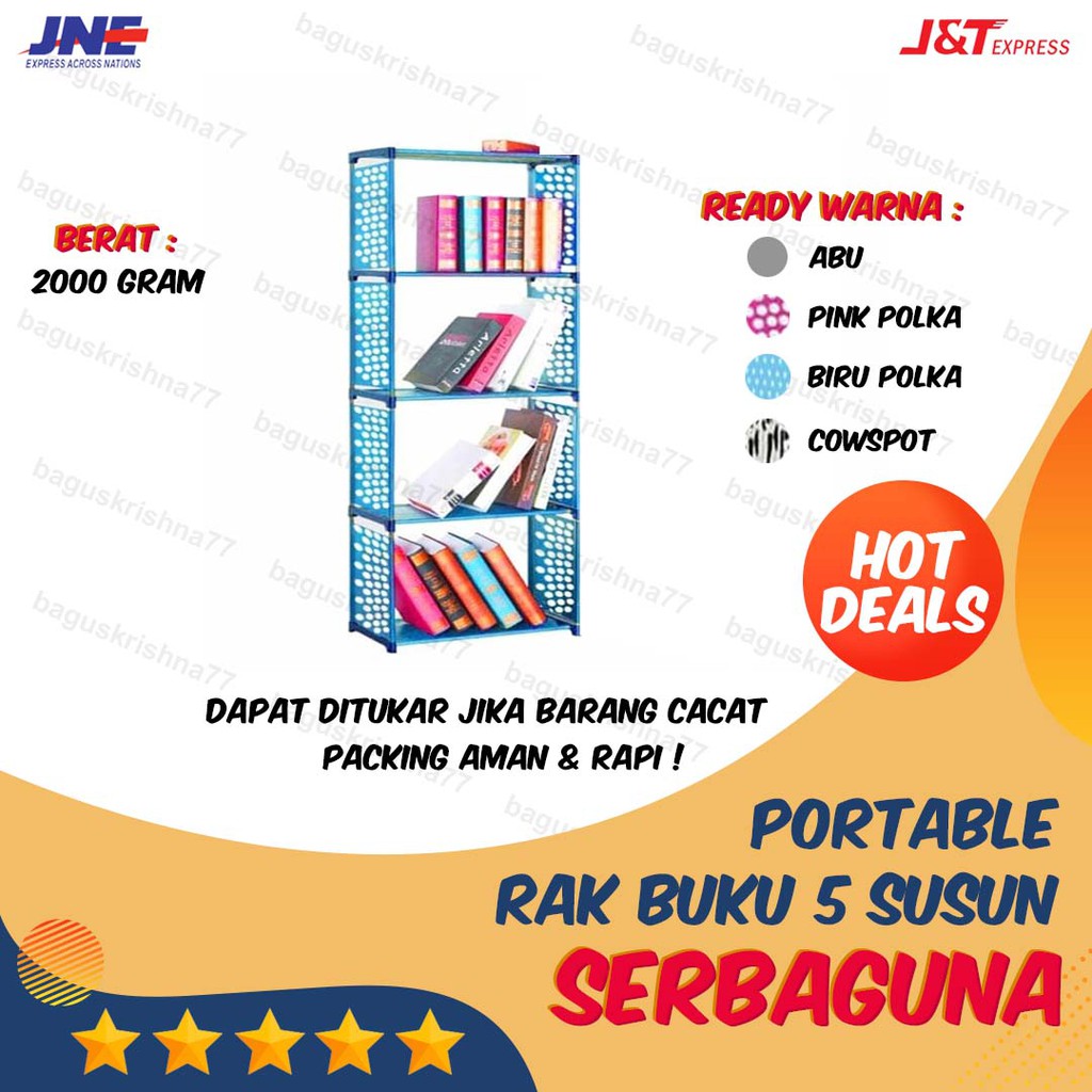 - 5-tier Multipurpose Minimalist PORTABLE Shelf Easy Disassembly, Books ...