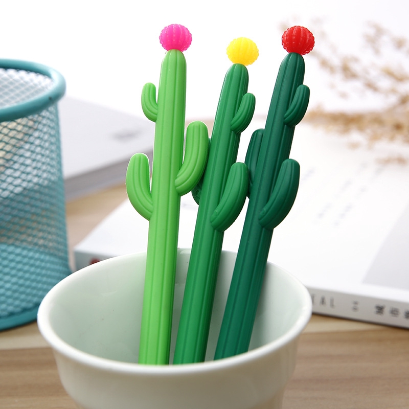 4 Pcs Creative Plant Cactus Gel Pens Black Signature Pen kawaii neutral ...