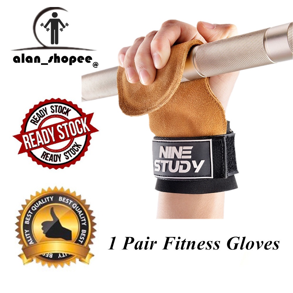 Cowhide Gymnastics Hand Grips, Palm Protection, Gym Gloves with Wrist ...