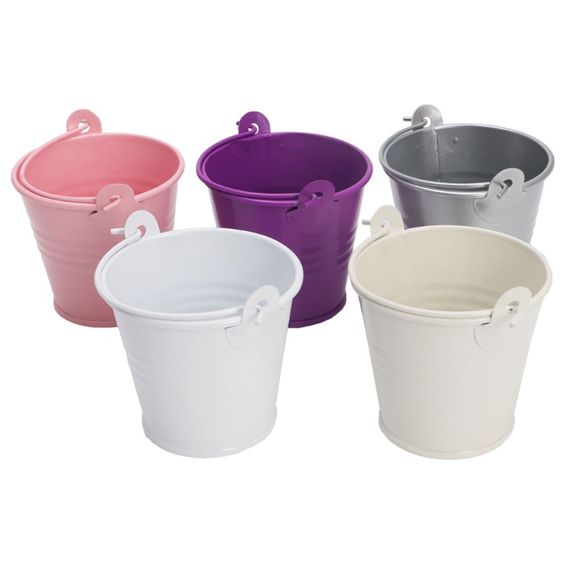 YJCNELCR Mini Flower Pot with Handle Metal Barrel Planter Succulent ...