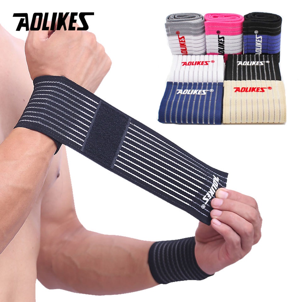 AOLIKES 1PCS Cotton Elastic Bandage Hand Sport Wristband Gym Support Wrist Brace Wrap carpal ...