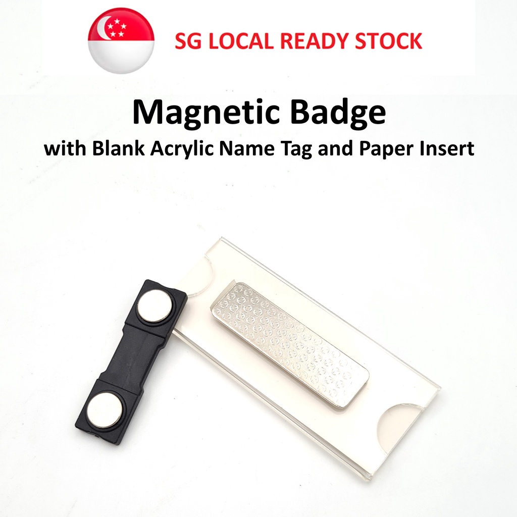 Magnetic Badge with Blank Acrylic Name Tag for Employees Staff | Shopee ...
