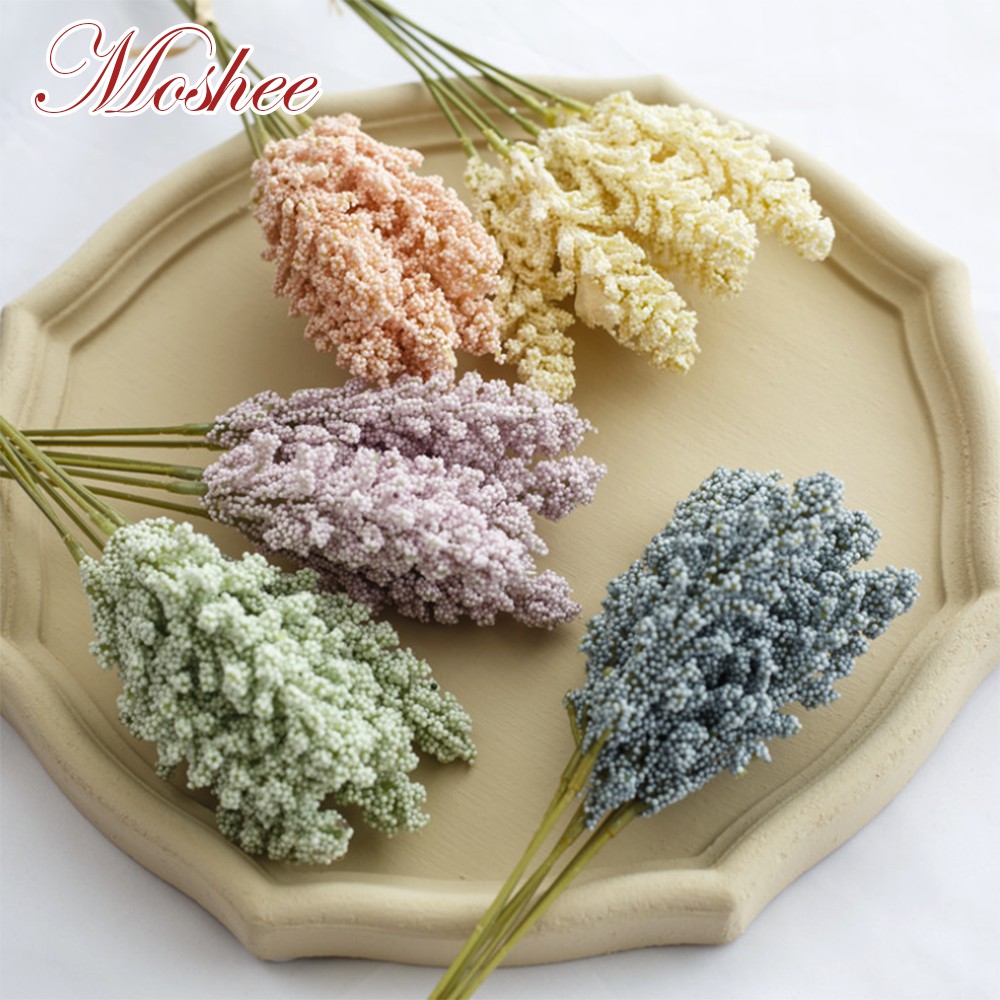 6pcs/Bouquet Artificial Wheat Bouquet Flower Silk Flowers Home Wedding ...
