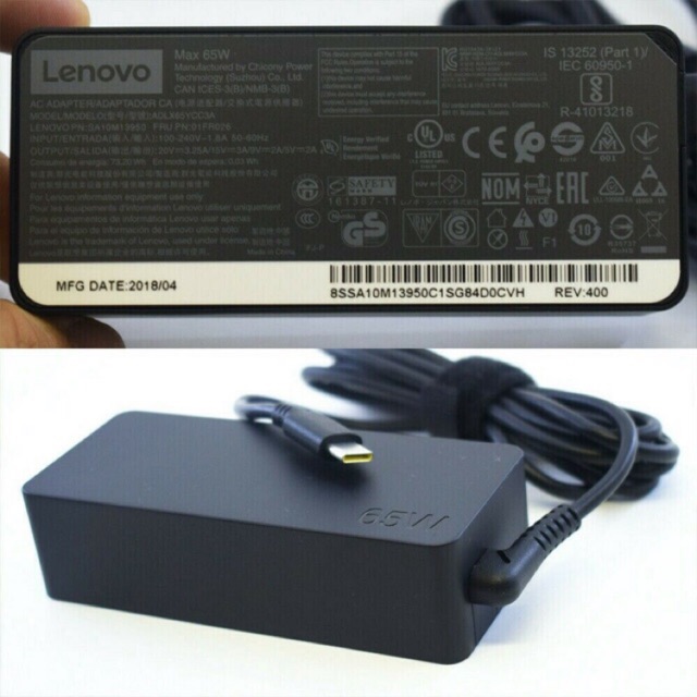 Lenovo 20V 3.25A 65W USB Type-C AC Adapter Charger for Thinkpad X1 ...