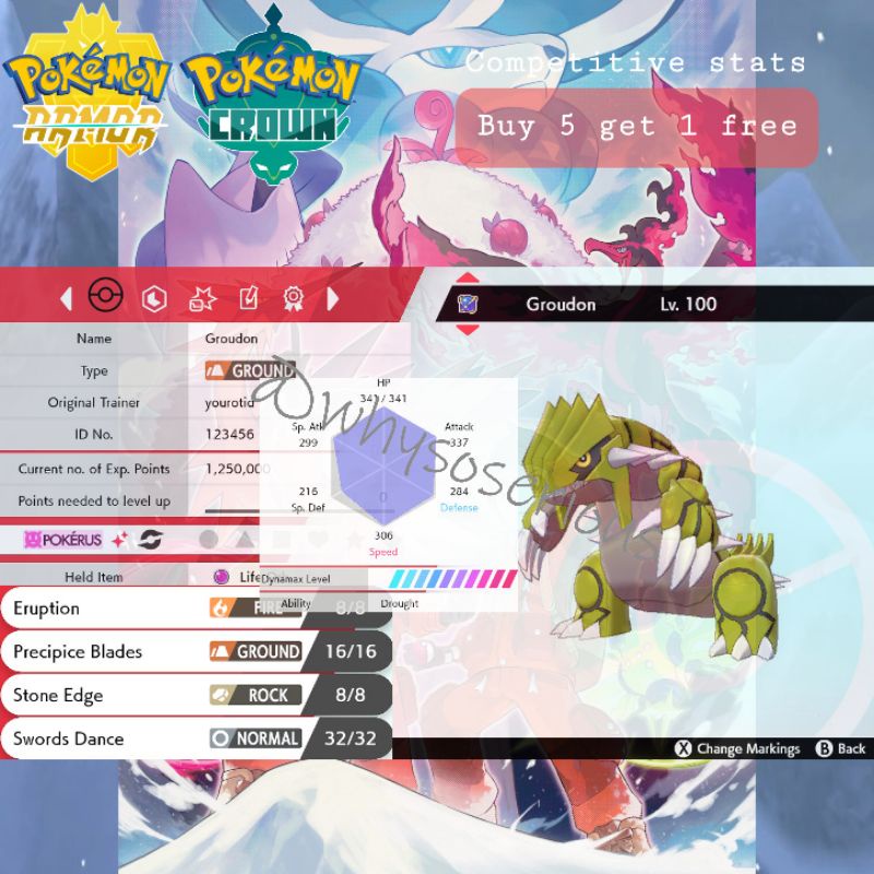 Nintendo Switch Pokemon Sword and Shield, Square Shiny Groudon, Battle ...