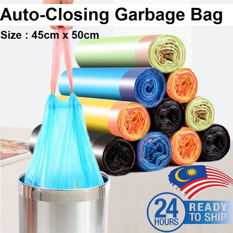 Automatic Closing Garbage Bags with Rope (45cmx50cm) | Shopee Singapore