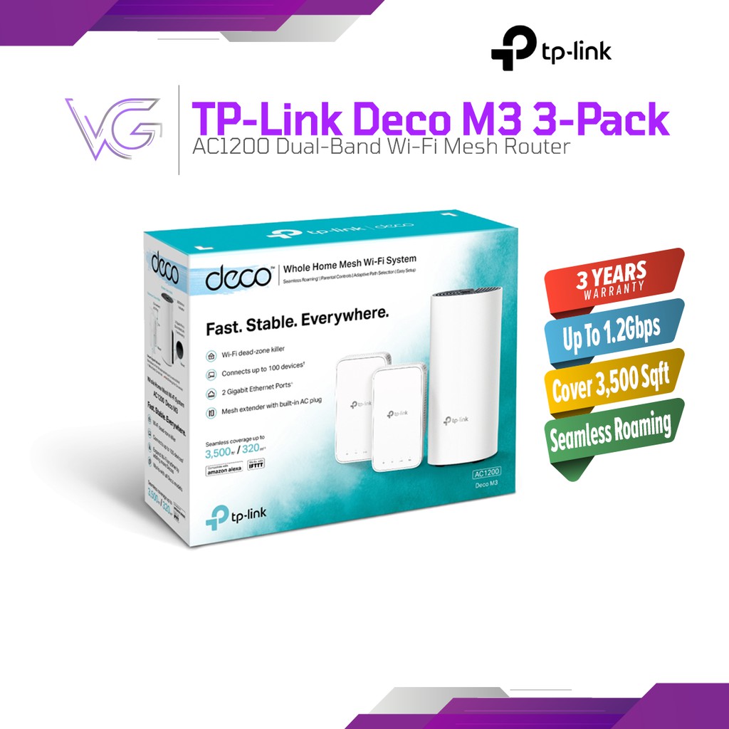 TP-LINK Mesh Router Deco M3 Whole Home Wi-Fi System DECO M3 2 PACK / 3 ...