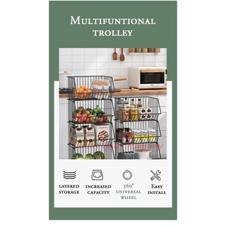 Kitchen Basket Rack with Wheels Multipurpose Rack Storage Heavy Duty ...