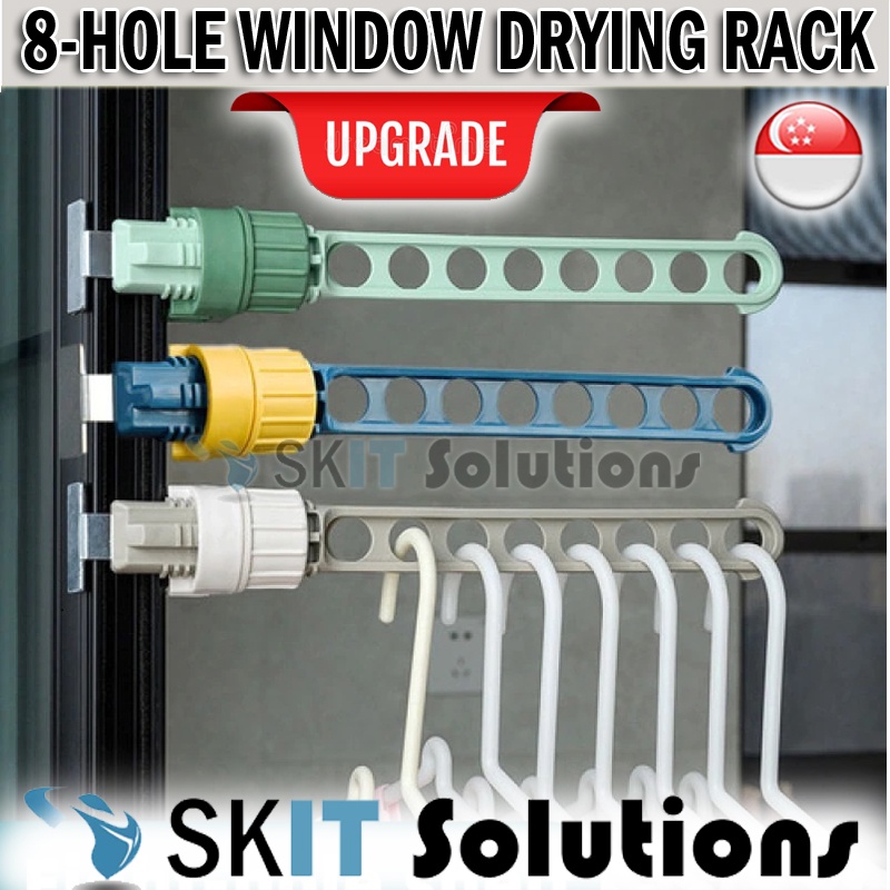 8-Holes Drying Rack Clip on Window Frame Balcony Door Cabinet Clothes ...