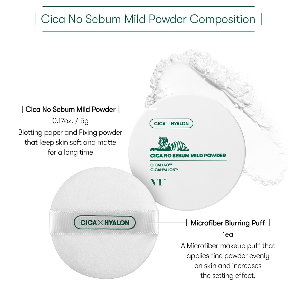 [VTCOSMETICS] [Bundle of 3] CICA No Sebum Mild Powder 5g / No Sebum ...