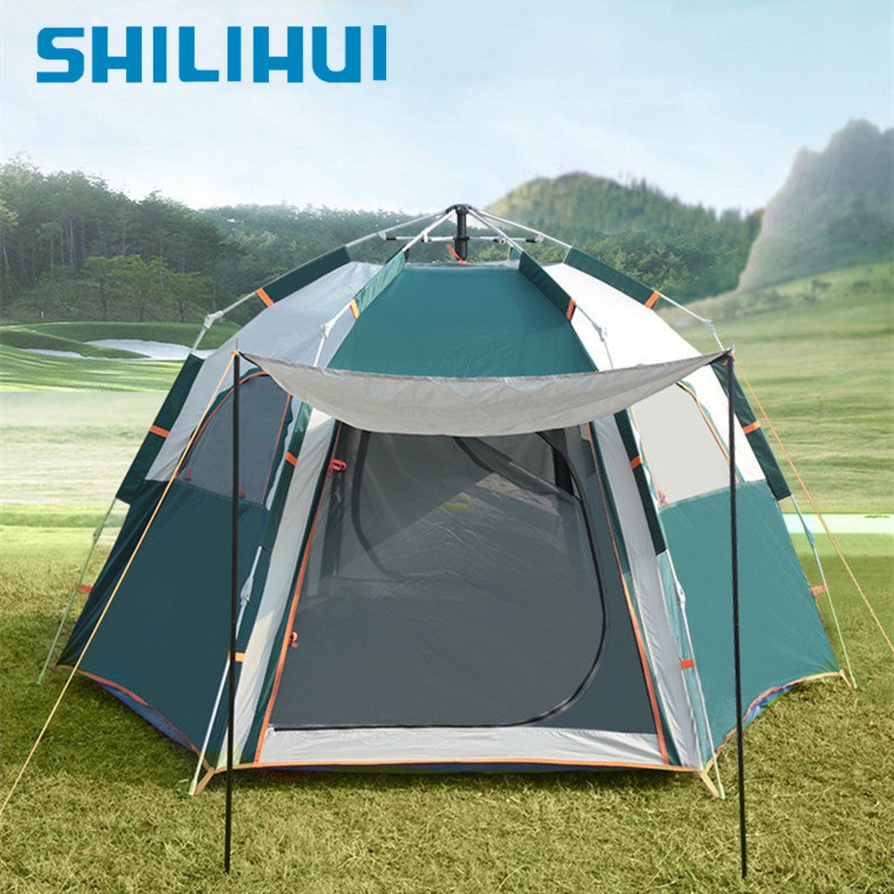 SHILIHUI Fully Automatic Camping Pop Up Tent WIth Canopy Windproof ...