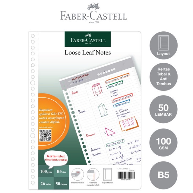LOOSE LEAF DIGITAL B5 FABER CASTELL PAPER | FILL 50 SHEETS | SPECIAL ...