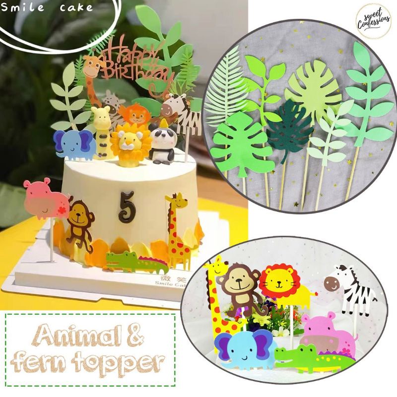 7pcs Topper - Safari animal cake topper happy birthday zoo toppers ...