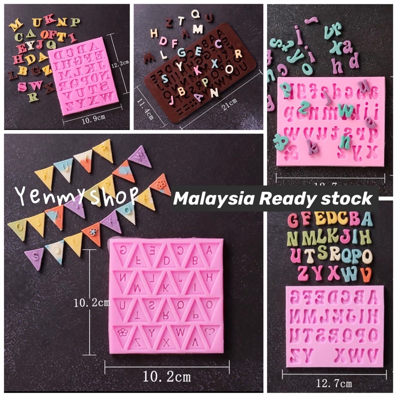 Acuan 3D Silicone Mould Alphabet Letter Number Chocolate Cake Fondant ...