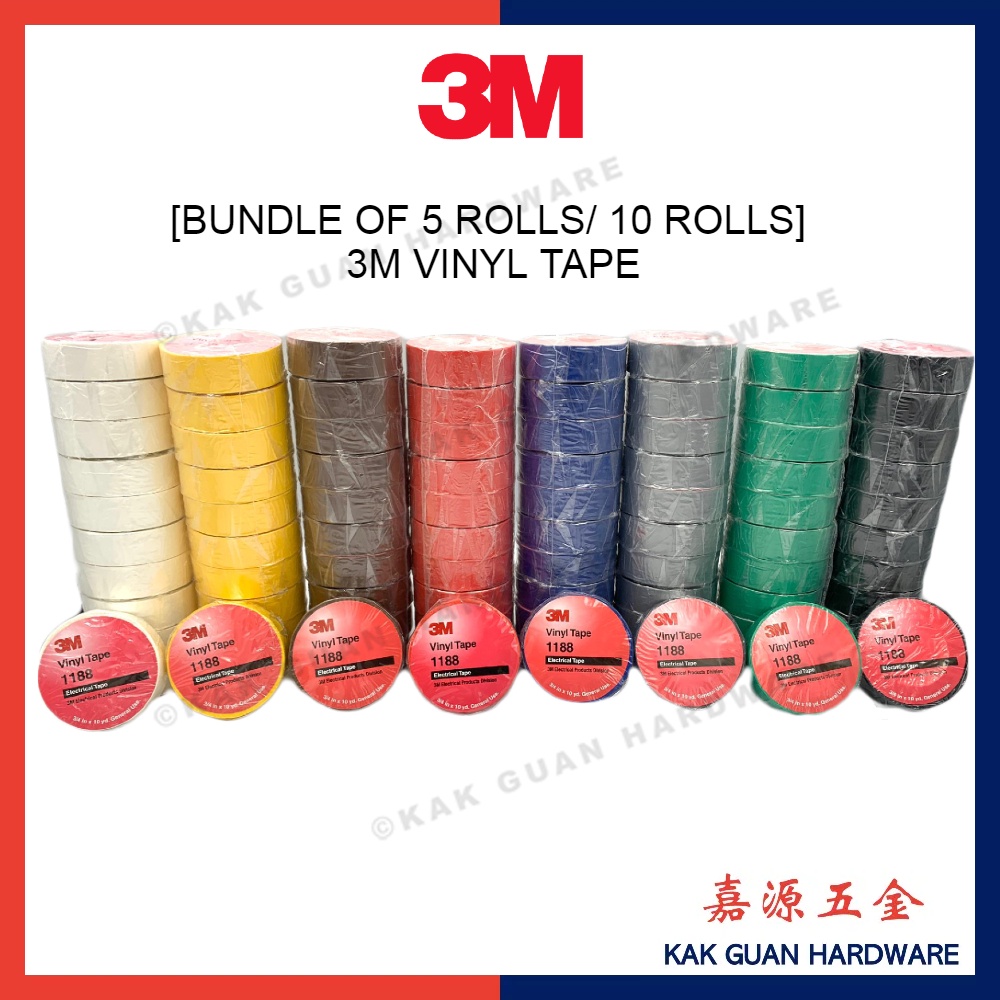 3M VINYL TAPE 1188 WHITE/160 YELLOW/BROWN/RED/BLUE/SLIVER/GREEN/BLACK ...