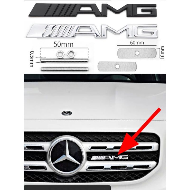 AMG Logo Emblem Badge Front Grille For Mercedes Benz GLA CLA GLC GLE ...